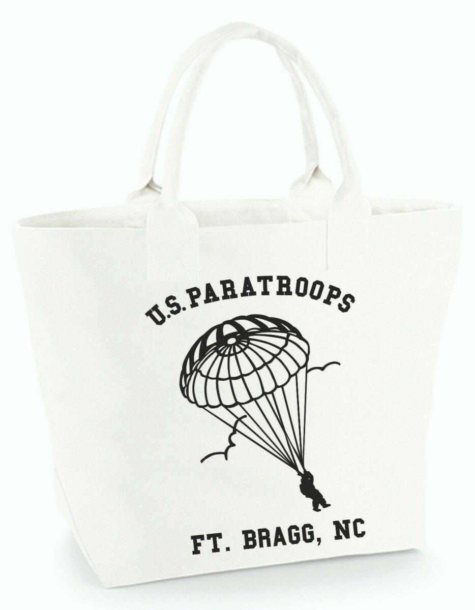 US Army Paratrooper Training Camp Ft Bragg WWII Canvas Bag Shopper Um